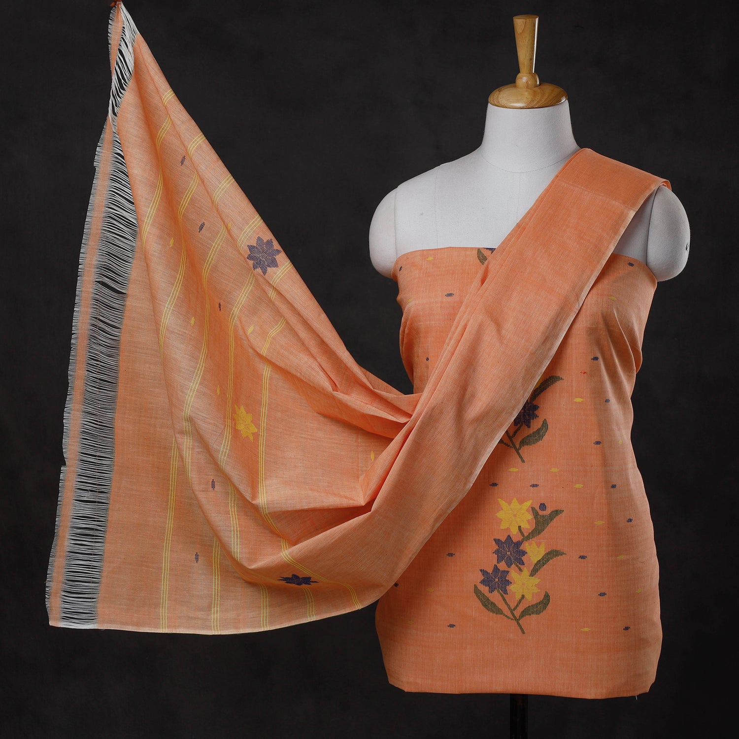 Traditional Manipuri Weave Handloom Cotton 3pc Suit Material Sets ...