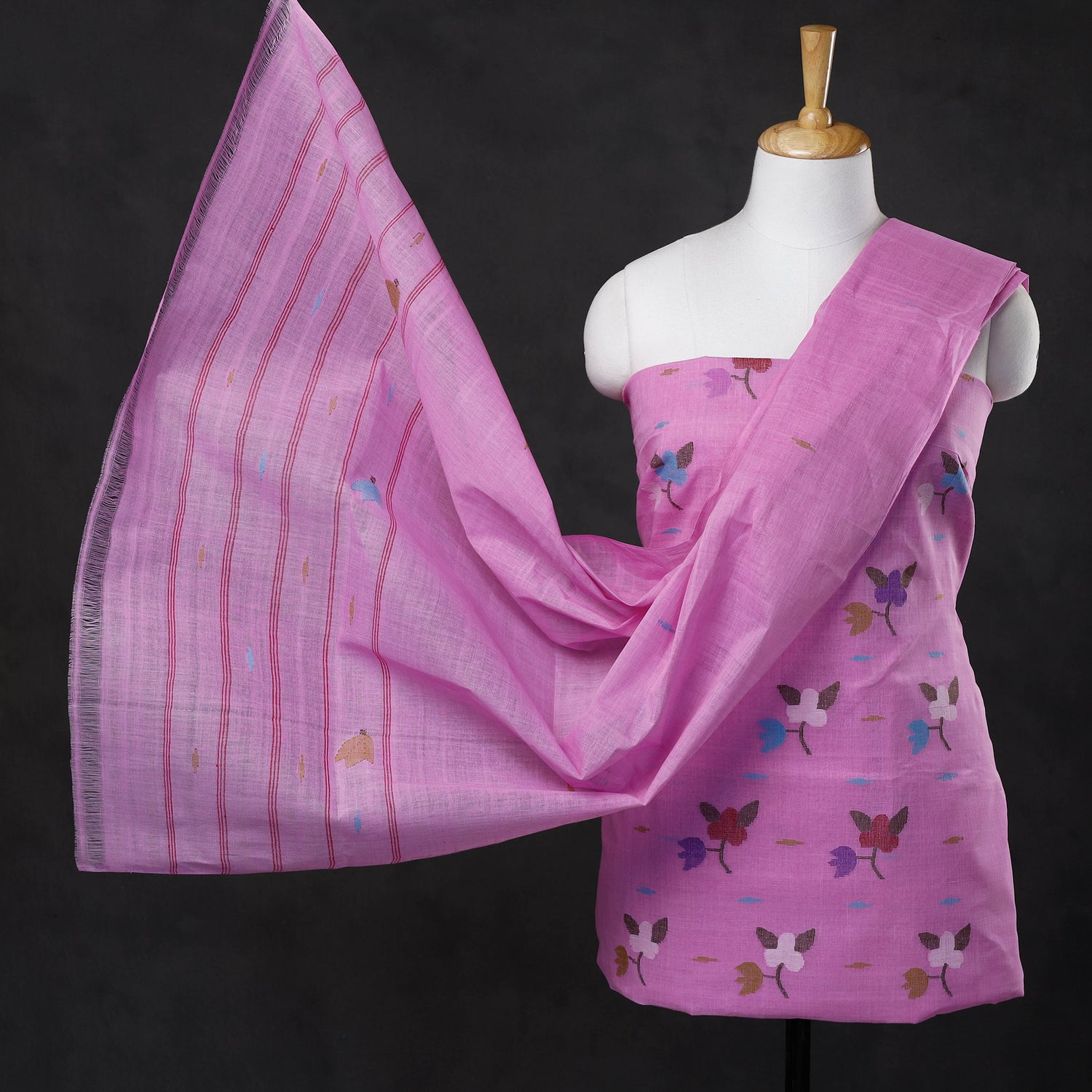 Traditional Manipuri Weave Handloom Cotton 3pc Suit Material Sets ...