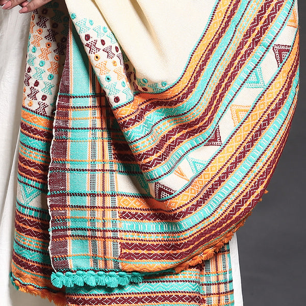 Buy Kutch Bhujodi Weaving Handwoven Mirror Work Pure Wool Shawl Online ...