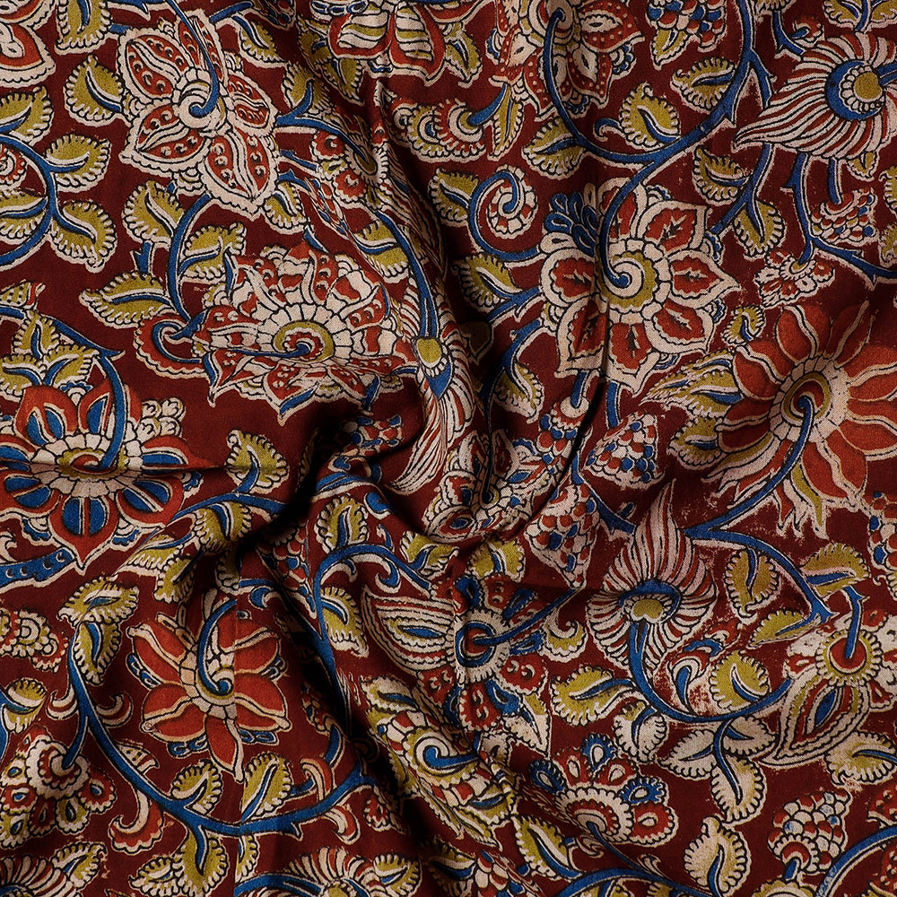Buy Handpainted Srikalahasti Kalamkari Pen Work Chanderi Silk Precut ...